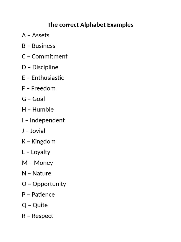 The Correct Alphabet Examples | PDF