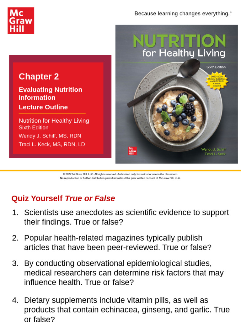 Ch2-Evaluating Nutrition Information | PDF | Experiment | Dietitian