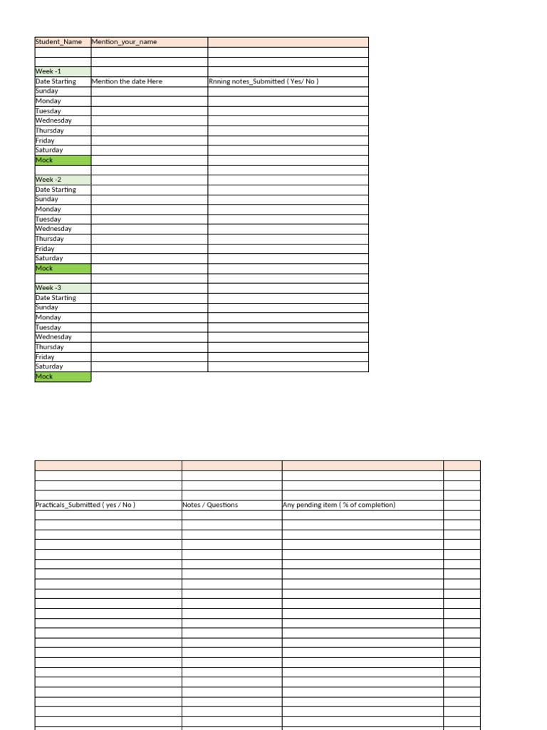 Name Weekely Status Tracker | PDF