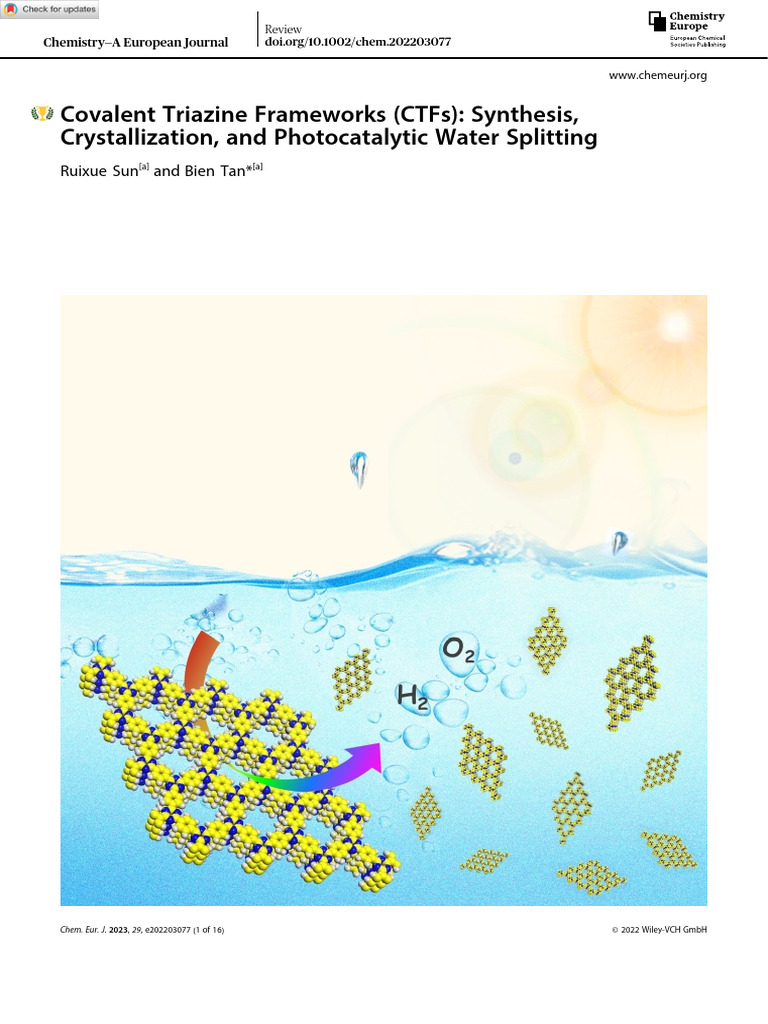 Chemistry A European J - 2022 - Sun - Covalent Triazine Frameworks CTFs Synthesis ...