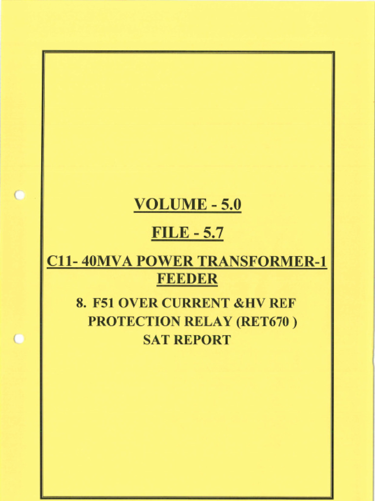 08.f51 Over Current &HV Ref Protection Relay (Ret670) - Sat Report | PDF