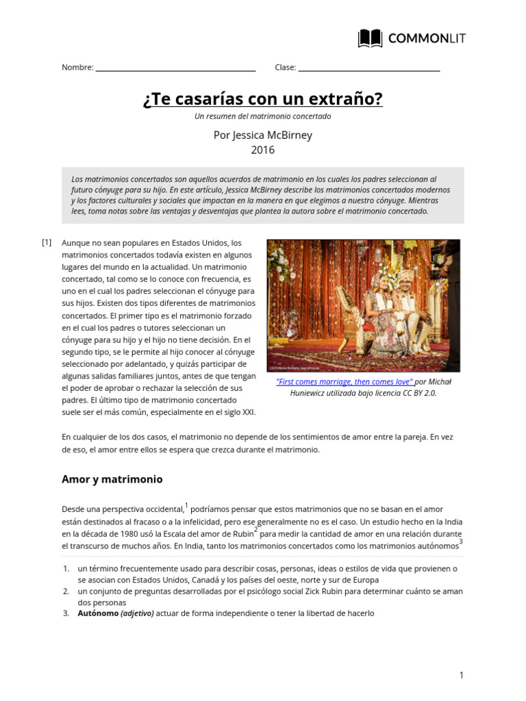 Comprension Lectora Marzo | PDF | Matrimonio | Amor