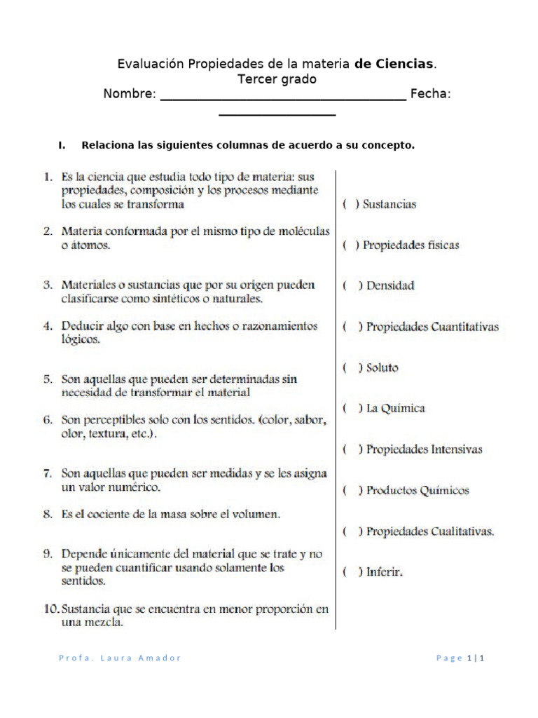 Examen de Ciencias Propiedades de La Materia | PDF