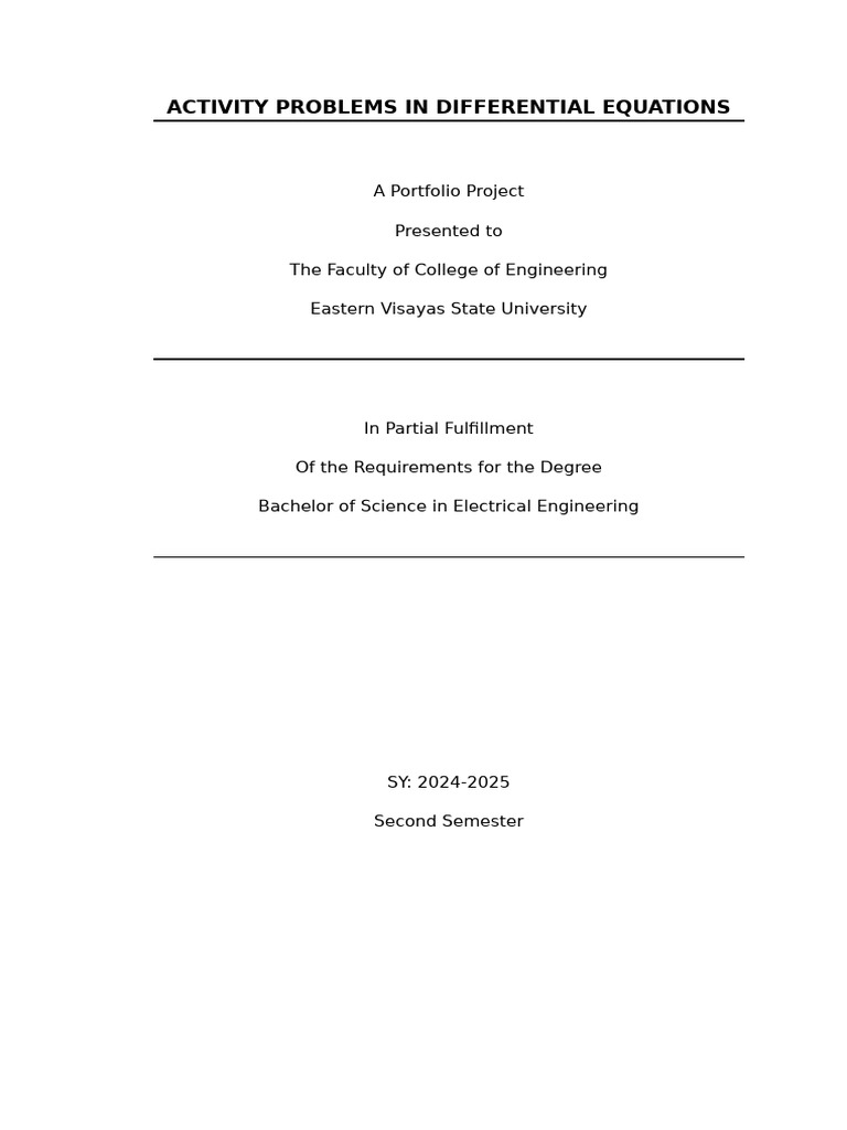 Activity Problems Differential Equations | PDF