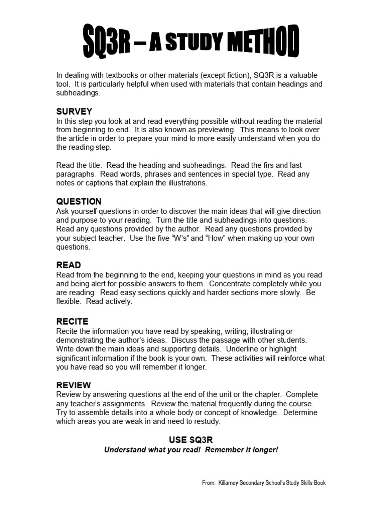 D2a0231f E16f 4adb BCDD Cf228062e290 SQ3R A Study Method | PDF | Study ...