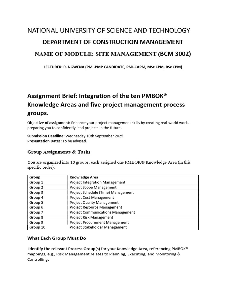 PMBOK Integration Assignment Guide | PDF