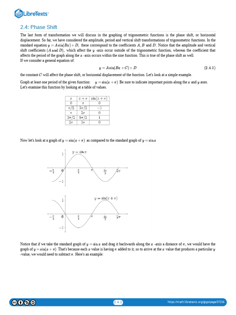 Finding Phase Shift in Graphs | PDF | Trigonometry | Mathematical Relations