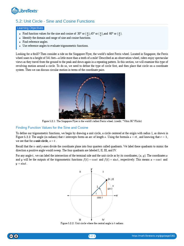 Sine and Cosine on the Unit Circle | PDF | Trigonometric Functions | Circle