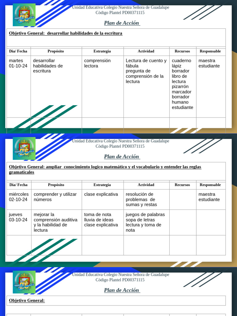 Copia de Plan de Accion | PDF | Ciencia cognitiva | Aprendizaje
