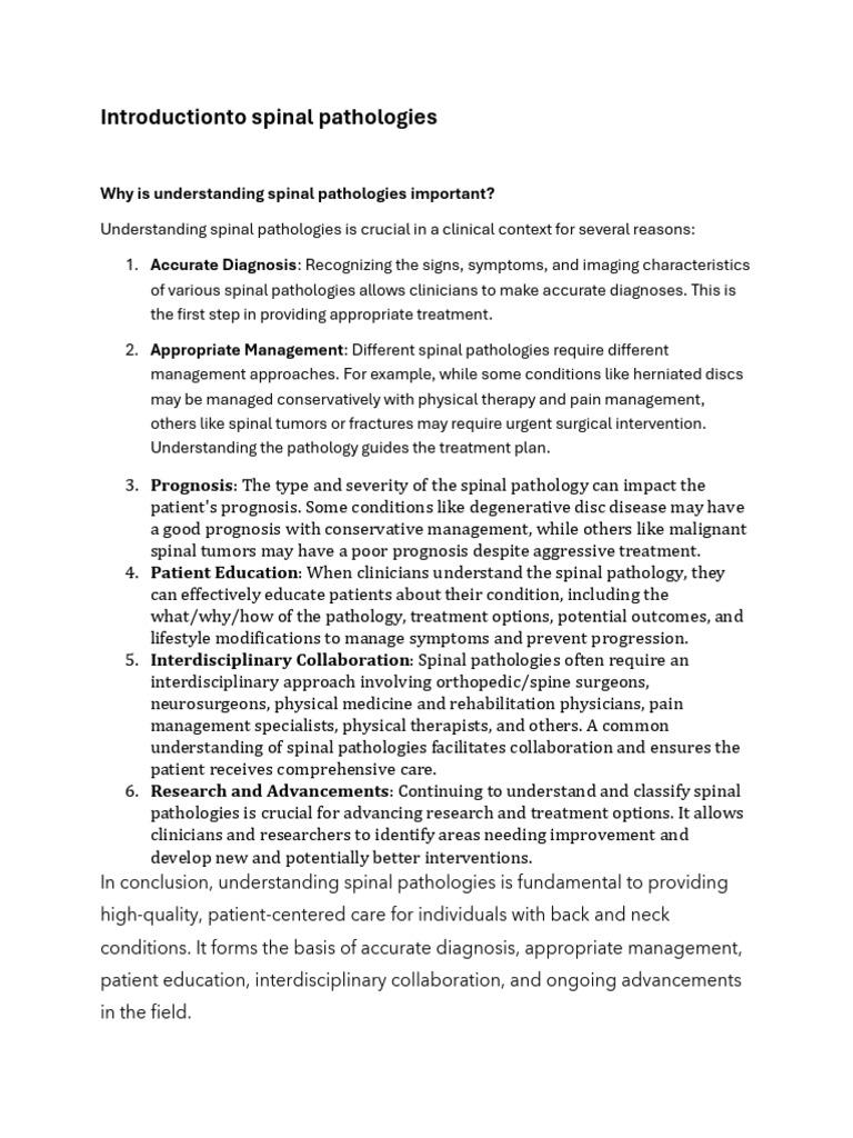 Introductionto Spinal Pathologies | PDF | Vertebra | Scoliosis