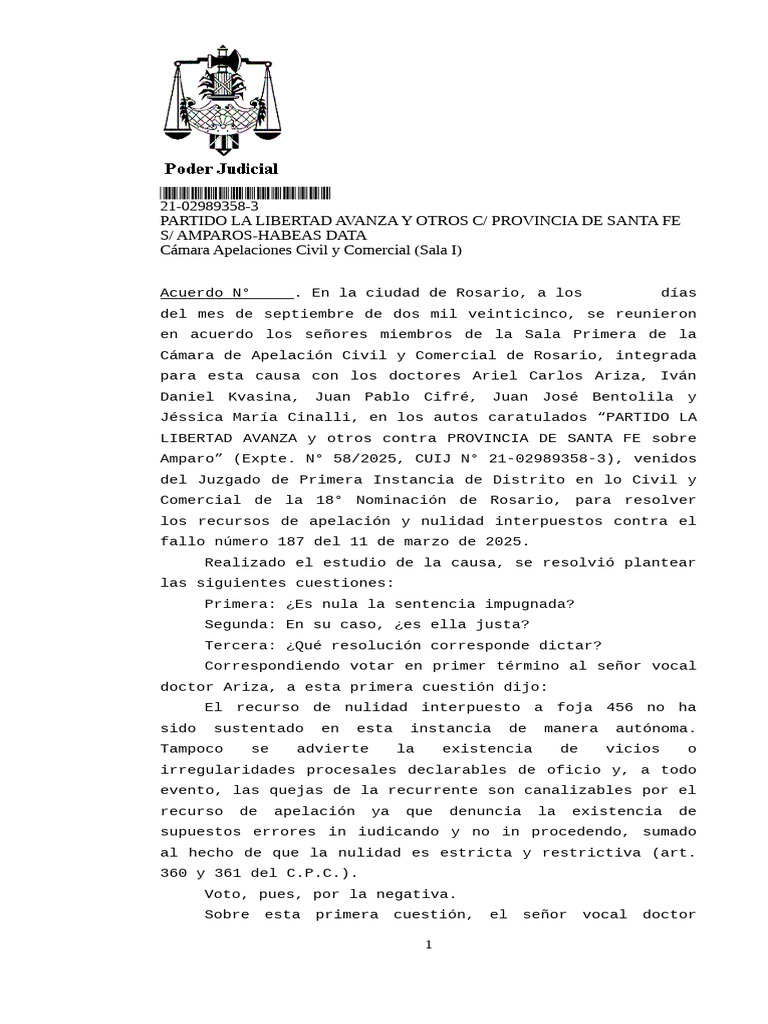 RESOLUCION #249 Rechazo de Amparo LLA | PDF | Constitución | Apelación