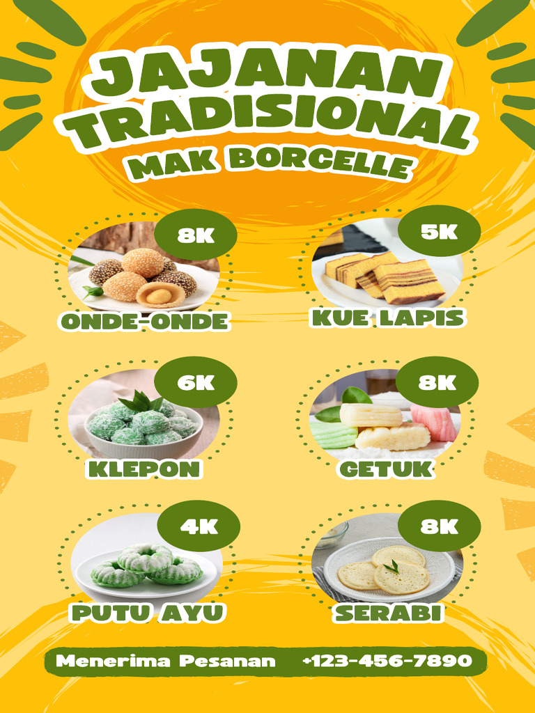 Kuning Dan Hijau Modern Banner Menu Jajanan Tradisional | PDF
