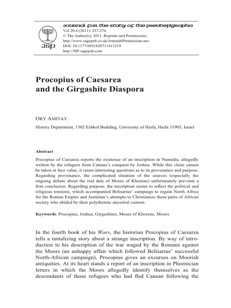 Procopius and the Girgashite Inscription | PDF | Joshua | Phoenicia