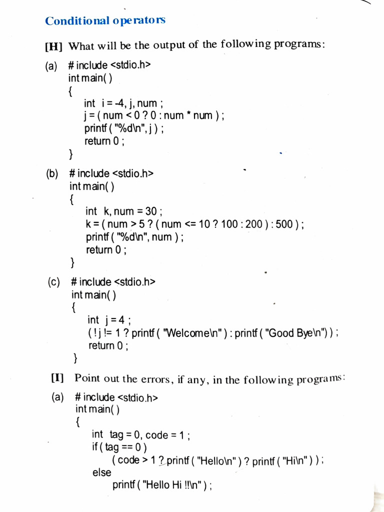 Conditional Operators in C Programming | PDF | Computer Programming ...