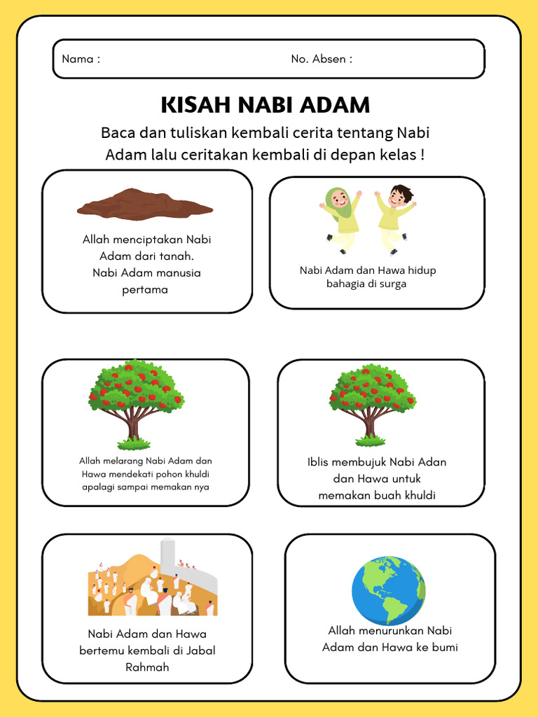 LKPD Kisah Nabi Adam Kelas 1 SD | PDF