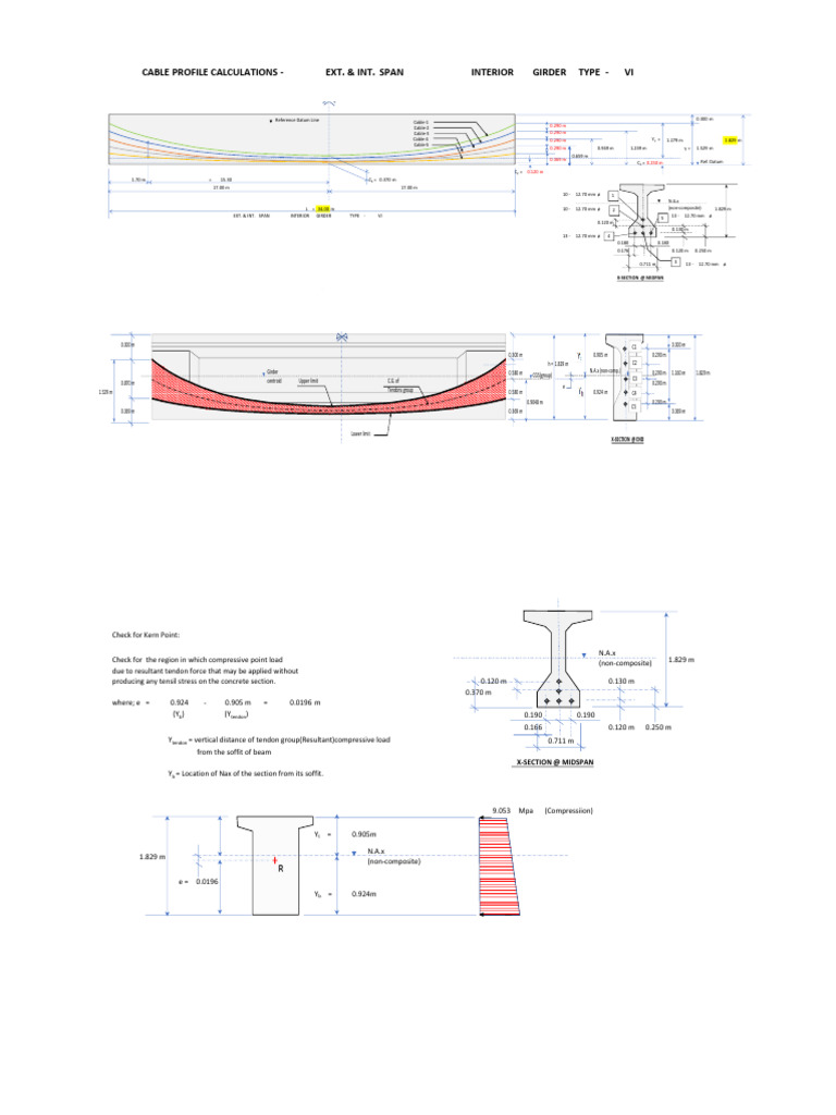 SP9 Br1A 3-Span Int Girder Ext & Int Spans Cable Profile Print SHT 1 To ...