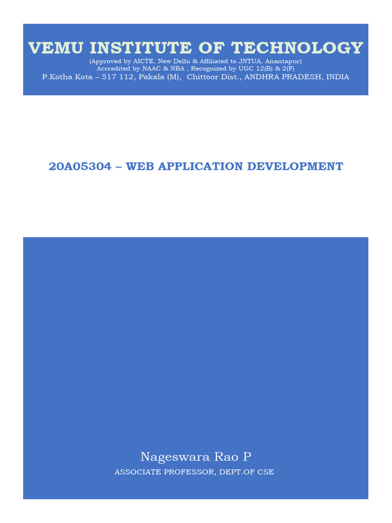 JNTUA Advanced Web Application Development Lab Manual R20 | PDF | Html | Html Element