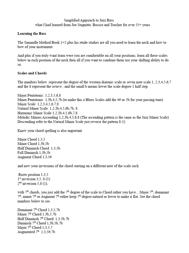 Jazz Bass Techniques and Practice Guide | PDF | Chord (Music) | Scale ...
