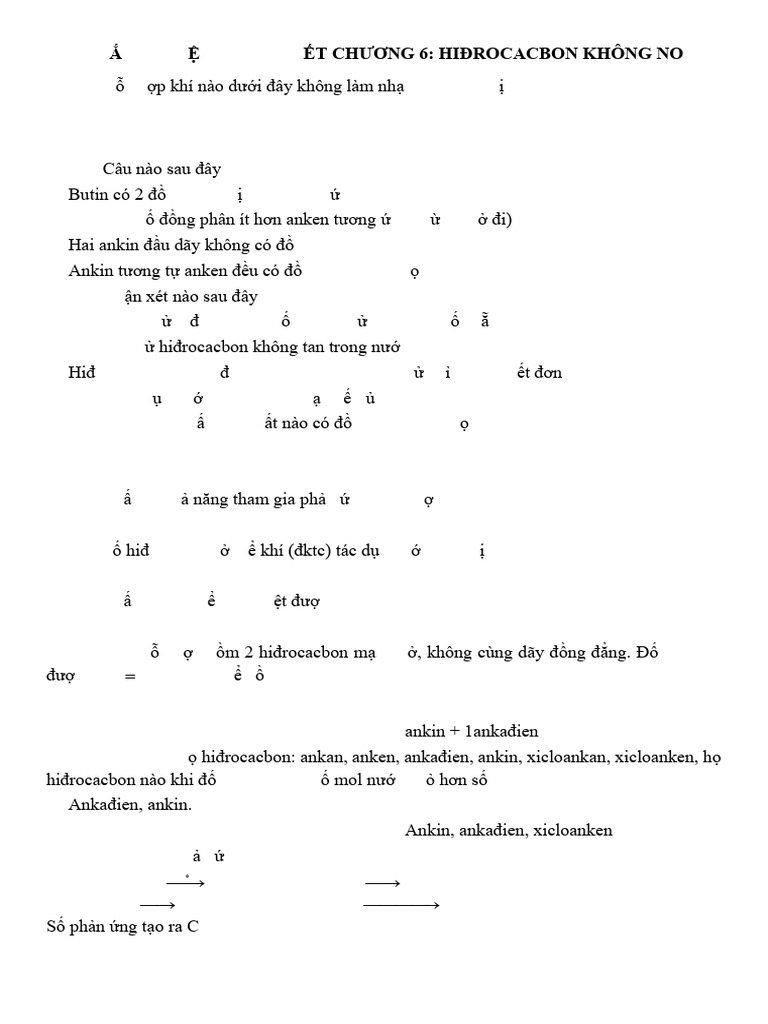 Trac Nghiem Ly Thuyet Hoa 11 Chuong 6 Hidrocacbon Khong No Hoa Hoc Lop | PDF
