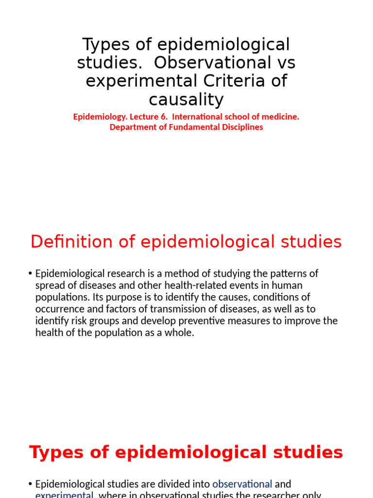 Types of Epidemiological Studies 6 | PDF | Epidemiology | Experiment