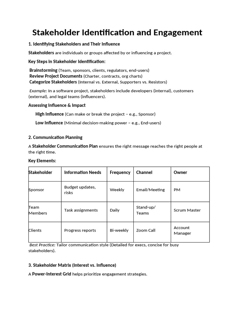 Stakeholder Engagement Strategies Guide | PDF | Scrum (Software ...
