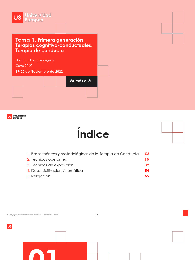 Tema 1. Primera Generación Terapias Cognitivo-Conductuales. Terapia de Conducta | PDF ...