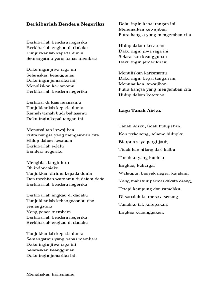 Berkibarlah Bendera Negeriku | PDF