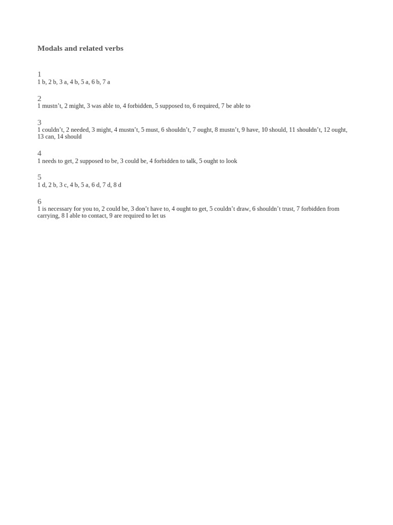 8.modals and Related Verbs - Keys | PDF