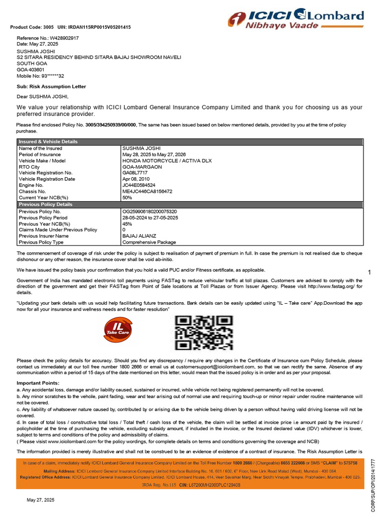 PolicySoftCopy 808103112 | PDF | Insurance | Pro Rata