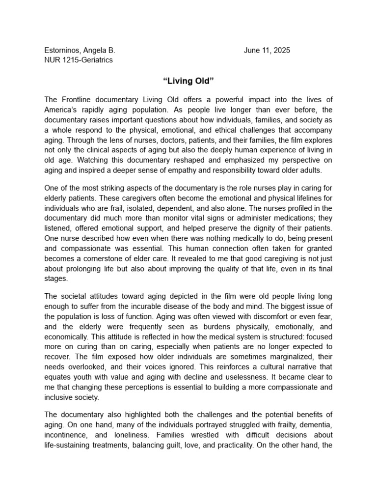 Estorninos, Angela June 11 Geria Ref 1 | PDF | Ageing | Old Age