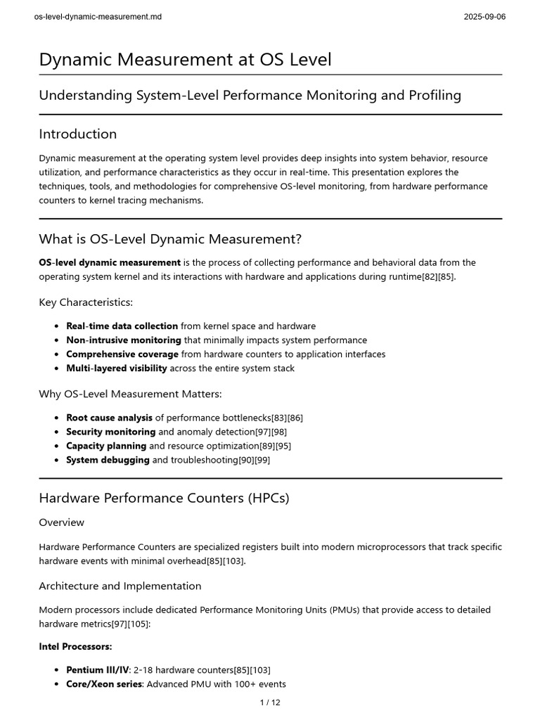 OS-Level Dynamic Measurement Techniques | PDF | Central Processing Unit ...