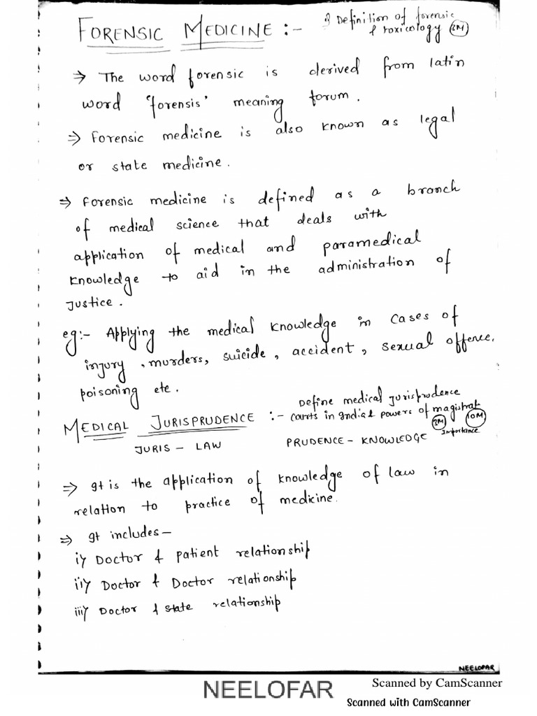 Forensic Full English Notes (DR Nilofar) | PDF