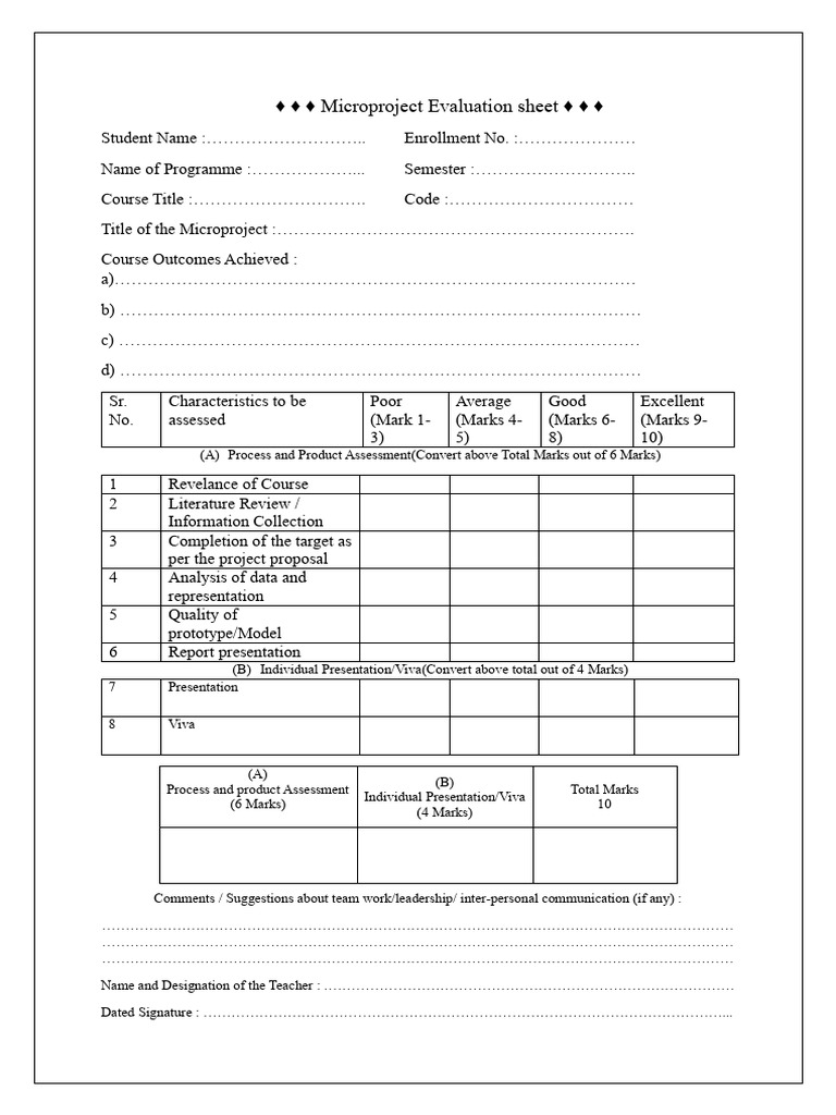 Microproject Evaluation Sheet | PDF