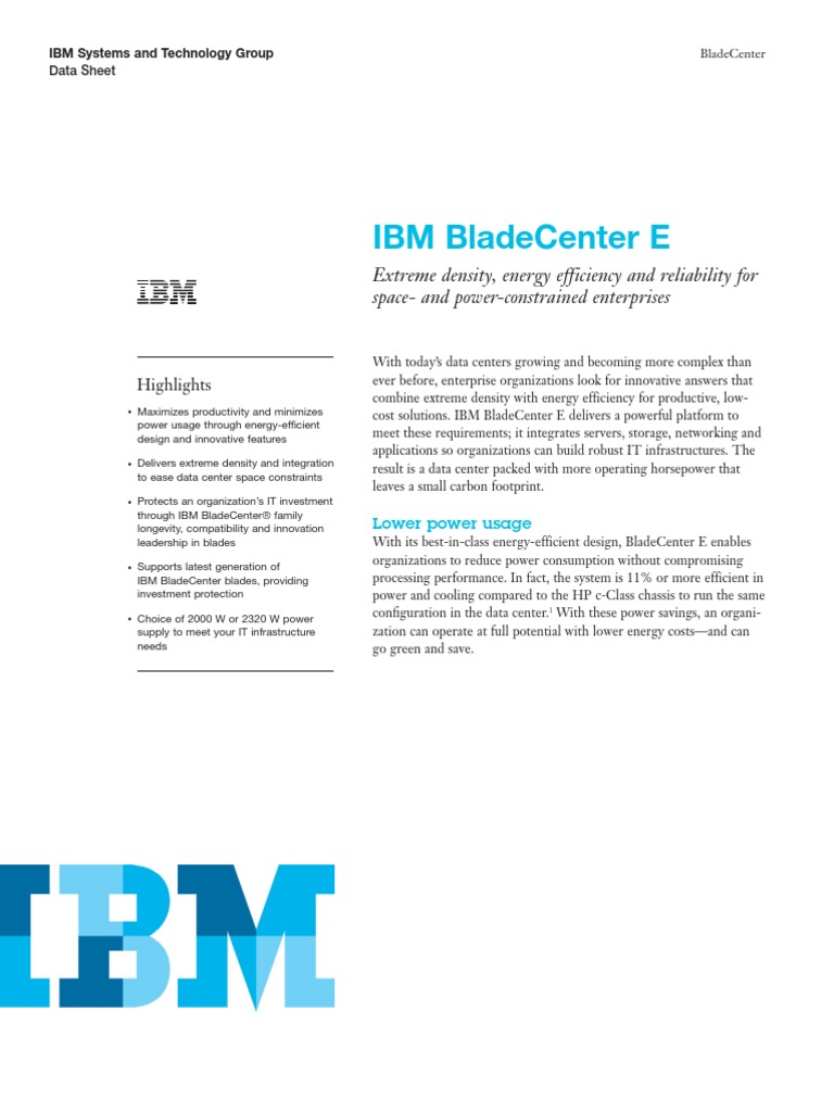 Blade Center E | PDF | Data Center | Efficient Energy Use
