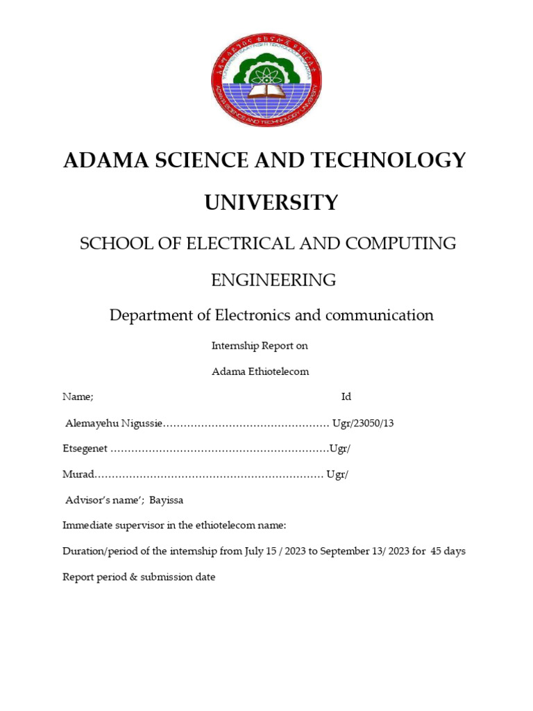 INTERNSHIP For 4th at Ethio Telecom | PDF | Waveguide | Computer Network