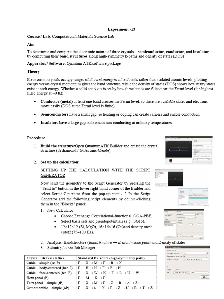 Computational Experiment 2 | PDF | Electronic Band Structure | Band Gap