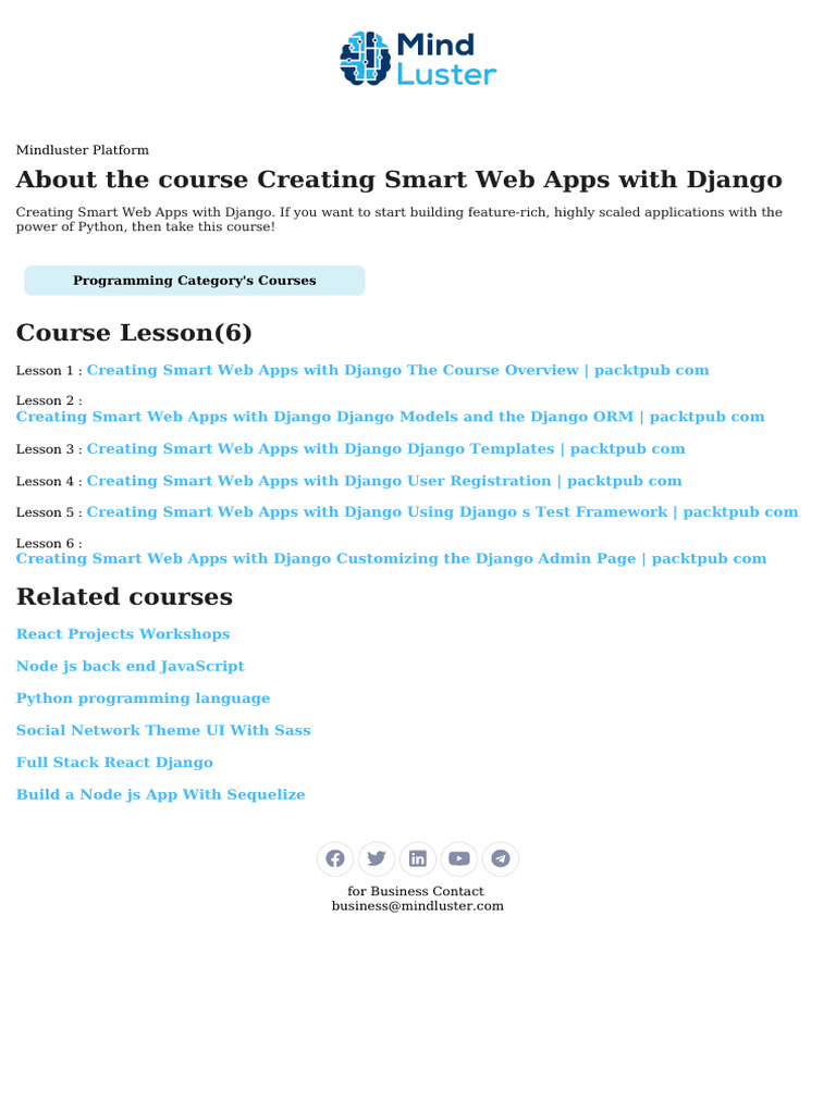 Creating Smart Web Apps With Django Course Content | PDF