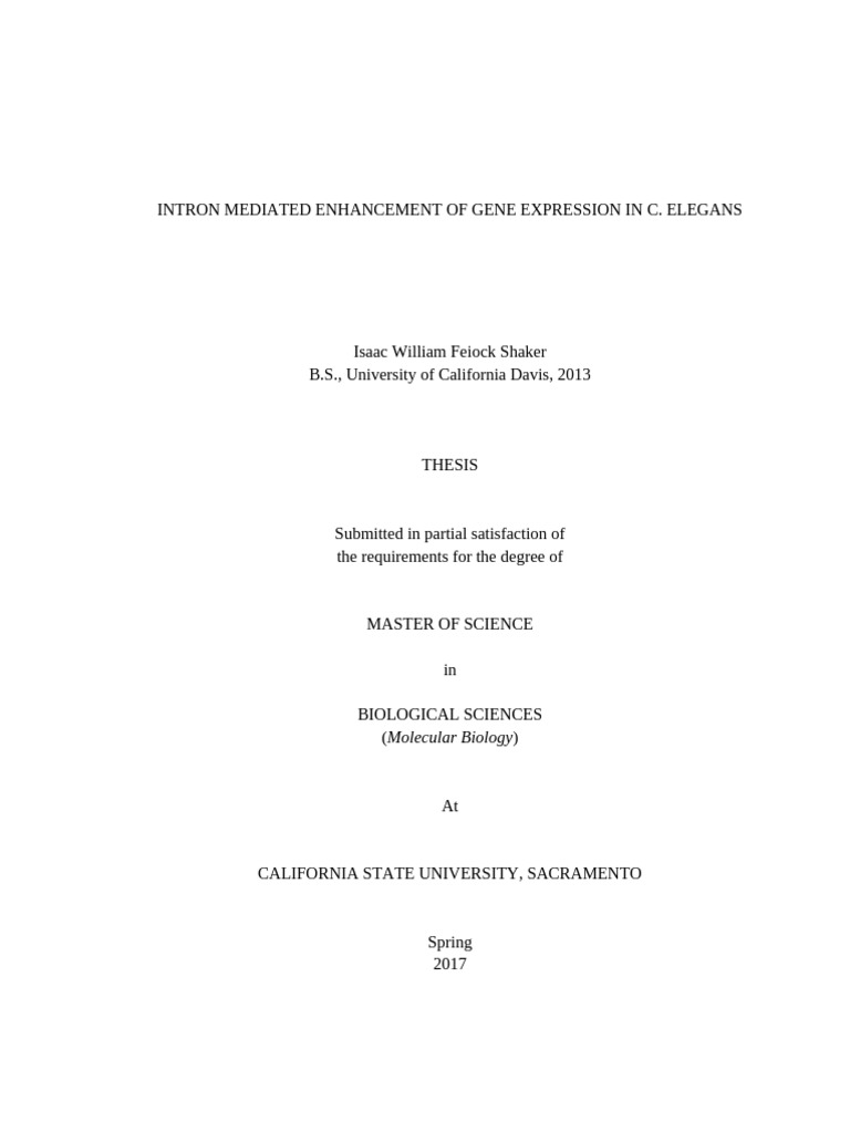 INTRON MEDIATED ENHANCEMENT OF GENE EXPRESSION IN C ELEGANS | PDF ...