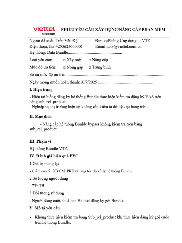 BM01_PYC Phan Mem Hệ Thống Bundle | PDF