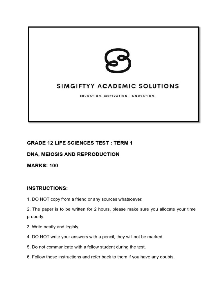 Grade 12 Life Sciences Test 2 | PDF | Proteins | Amino Acid