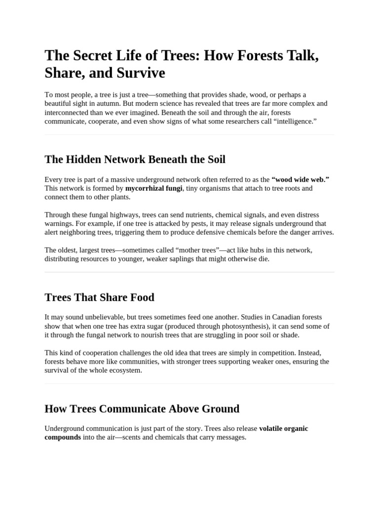 The Secret Life of Trees Explained | PDF | Trees | Nature