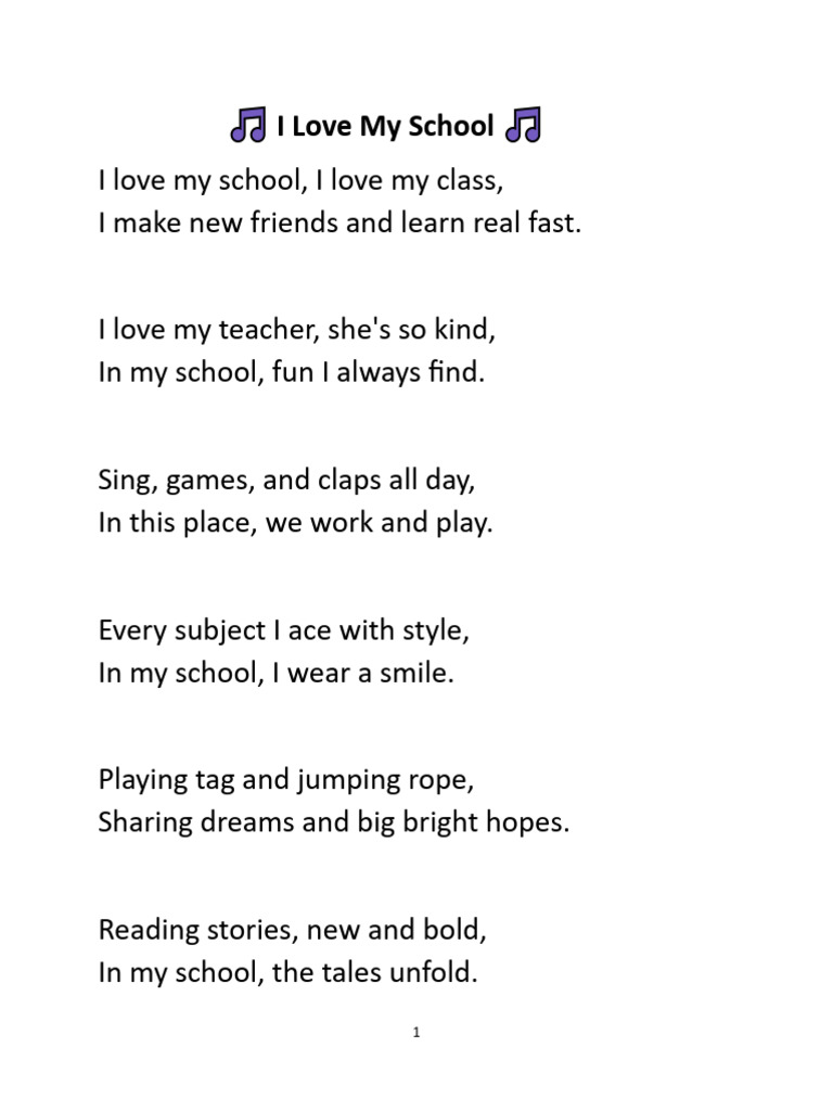 ? I Love My School | PDF