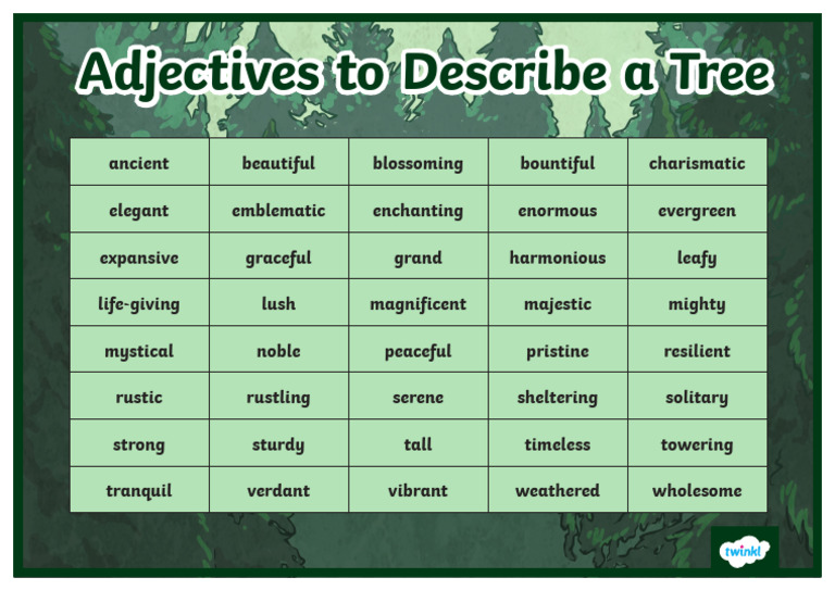 T e 1685449823 Adjectives To Describe A Tree Word Mat Ver 1 | PDF