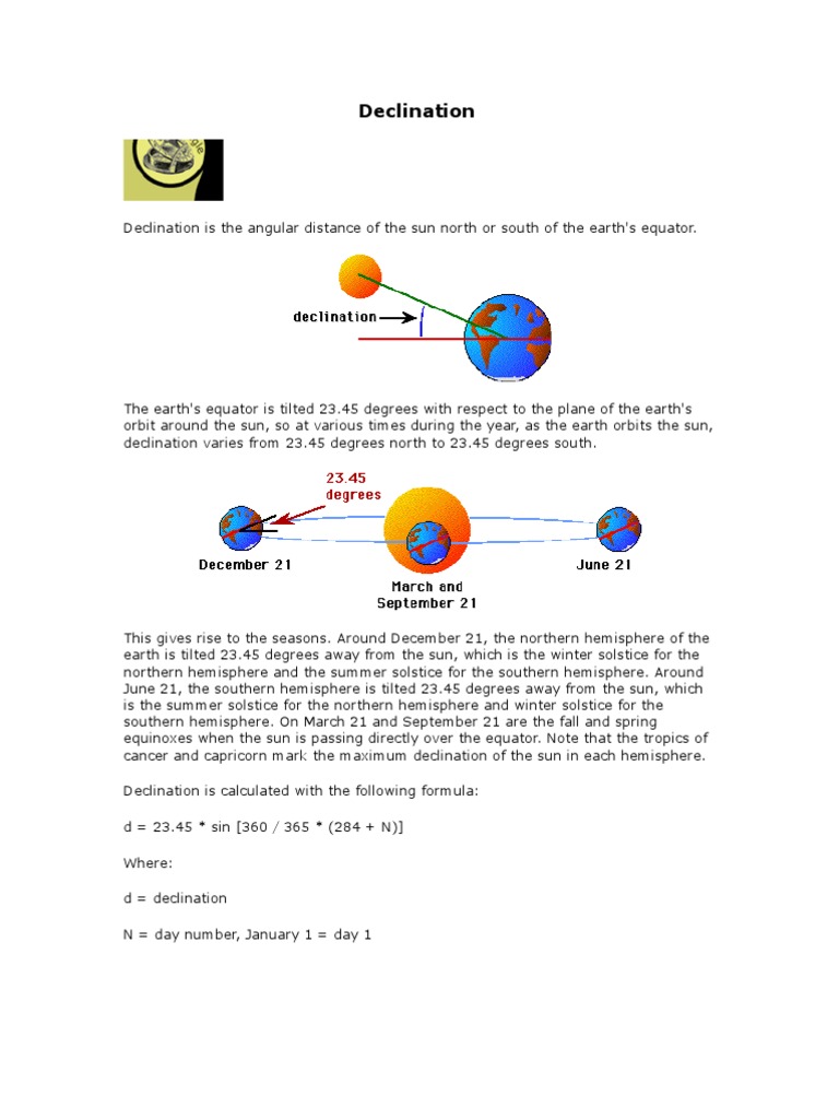 Declination, Azimuth & Altitude | PDF