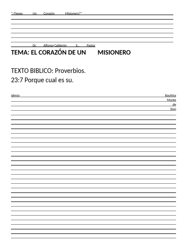 Corazón Misionero: Reflexiones Bíblicas | PDF | Misionero | Iglesia ...