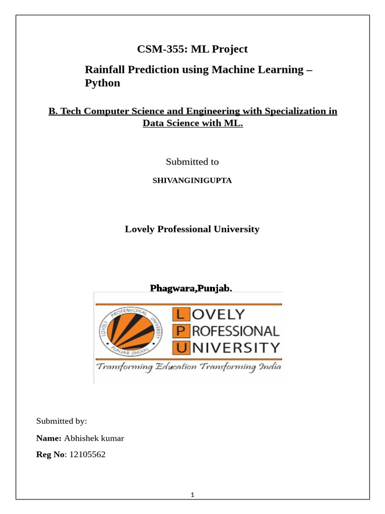 ML Ca 1 Project | PDF | Machine Learning | Numerical Weather Prediction