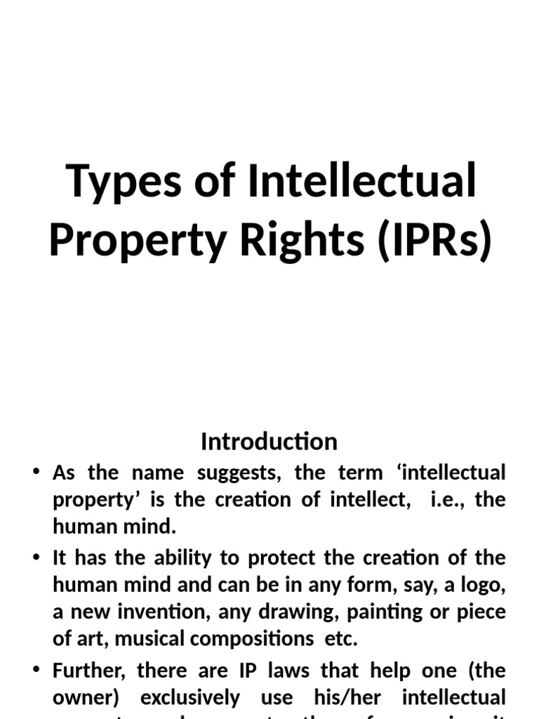 Overview of Intellectual Property Rights | PDF | Intellectual Property ...
