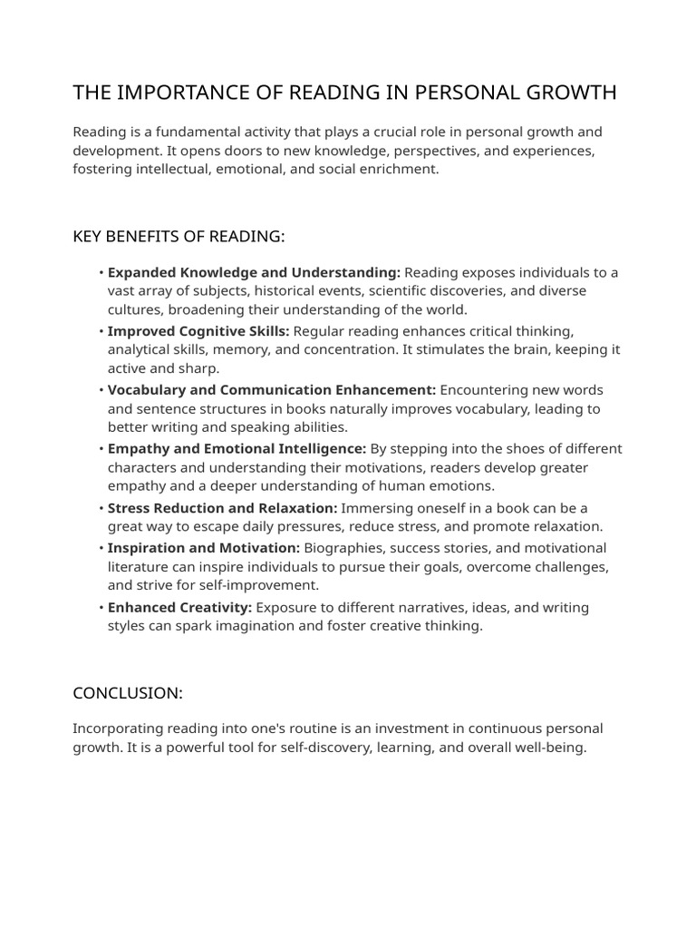 Benefits of Reading for Growth | PDF