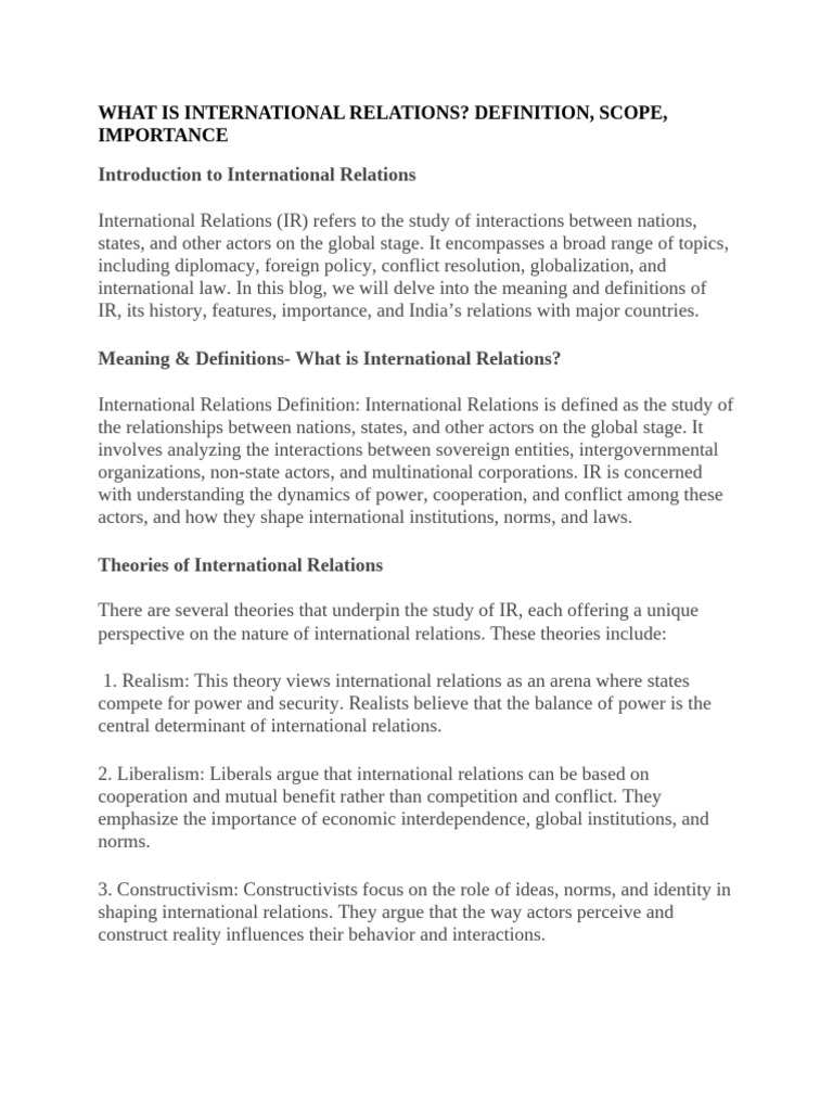 Understanding International Relations | PDF | International Relations ...