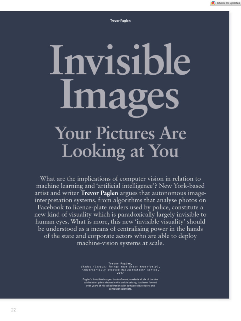 Invisible Images and Machine Vision | PDF | Computer Vision ...